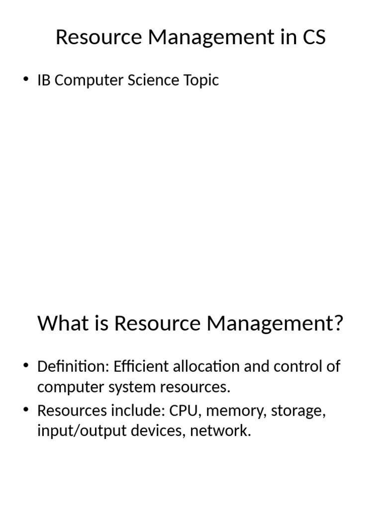 Resource Management IB CS | PDF