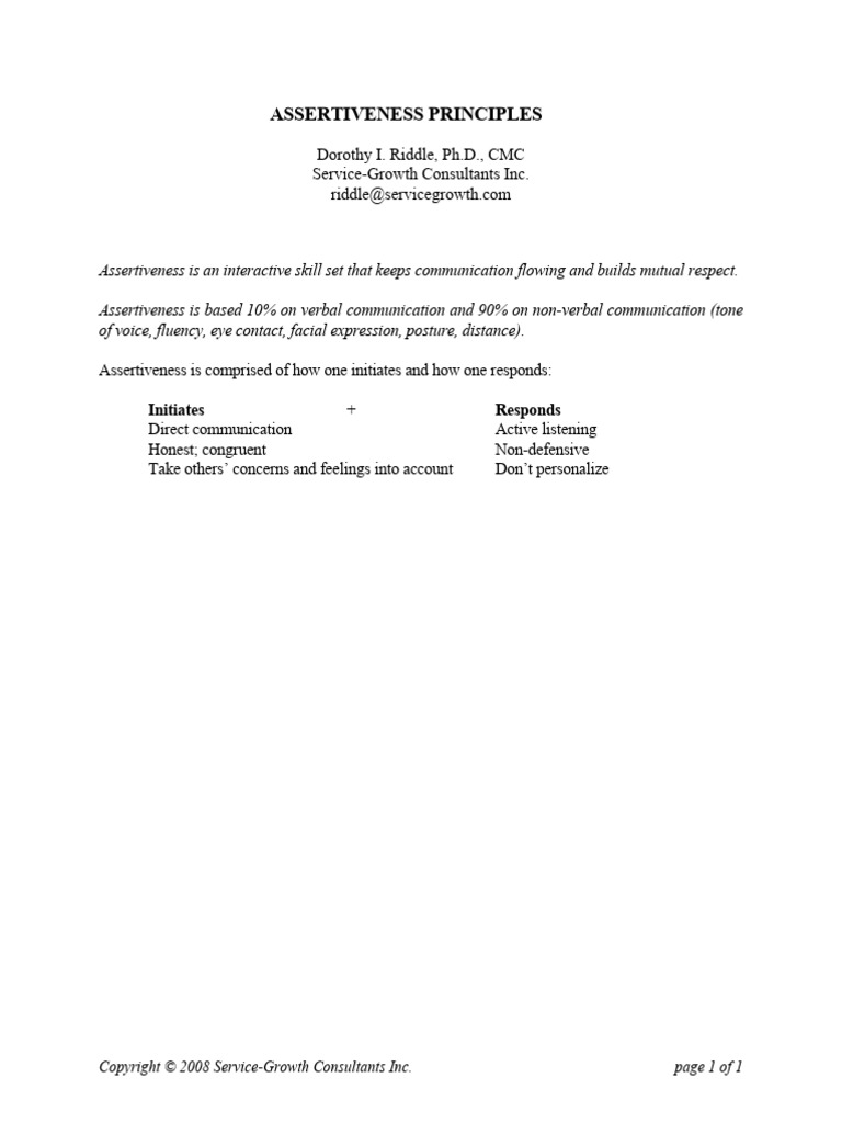 Assertiveness Principles.net | PDF