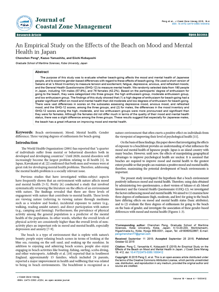 An Empirical Study On The Effects of The Beach On Mood and Mental ...