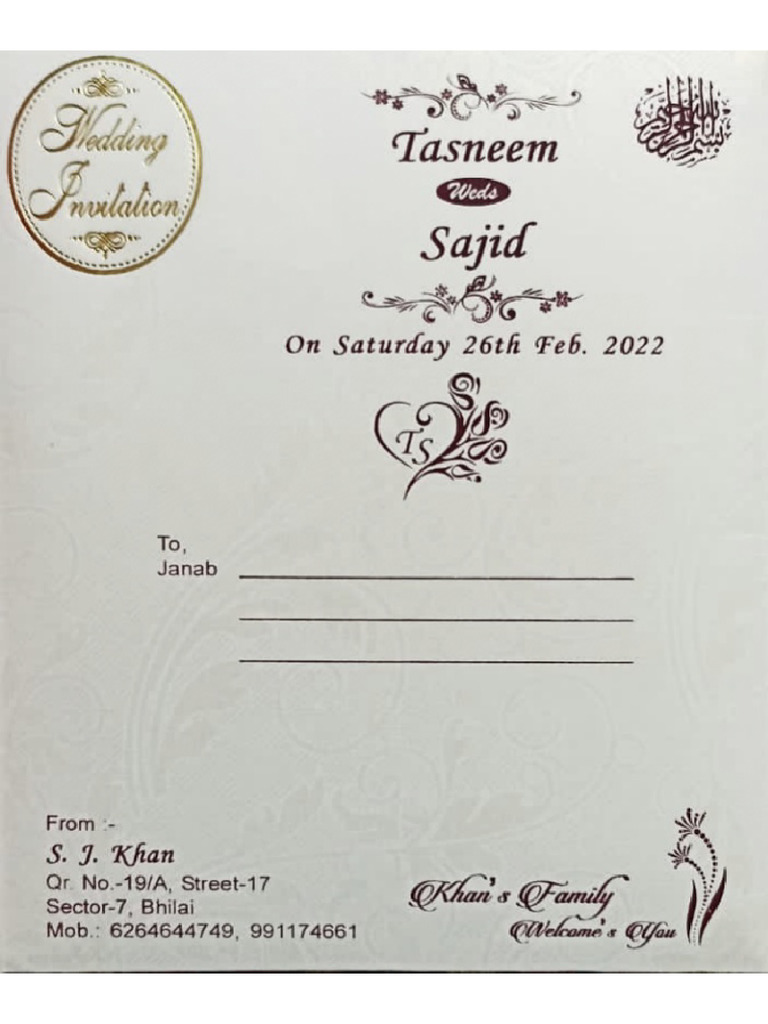 Tasneem Weds Sajid | PDF