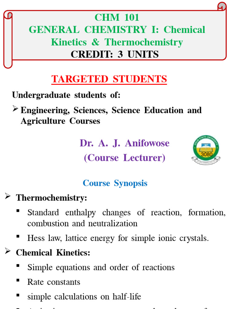 11zon - CHM 101 Lecture 2025 | PDF | Reaction Rate | Catalysis