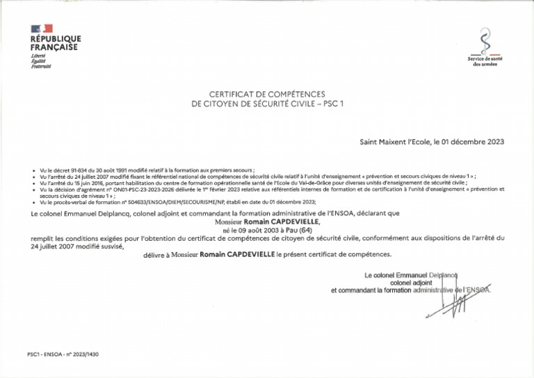 PSC1 Capdevielle | PDF