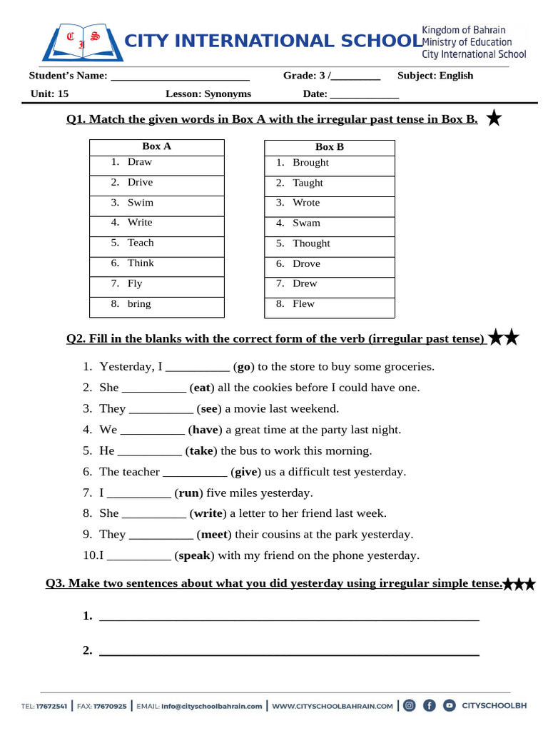 Irregular Verbs | PDF
