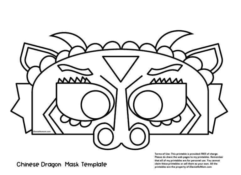 Chinese Dragon Mask Coloring Printable | PDF