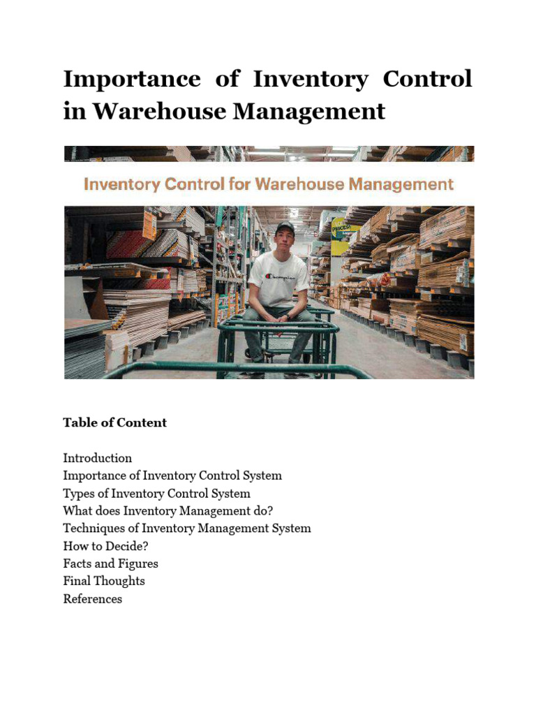Importance of Inventory Control in Warehouse Management Author Cin7 Orderhive | PDF | Inventory ...