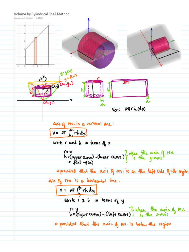 Volume by Cylindrical Shell Method | PDF