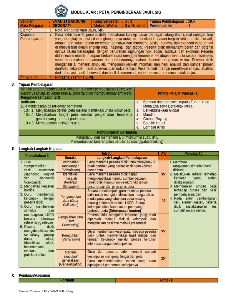 MODUL AJAR - Peta,Penginderaan Jauh,SIG | PDF