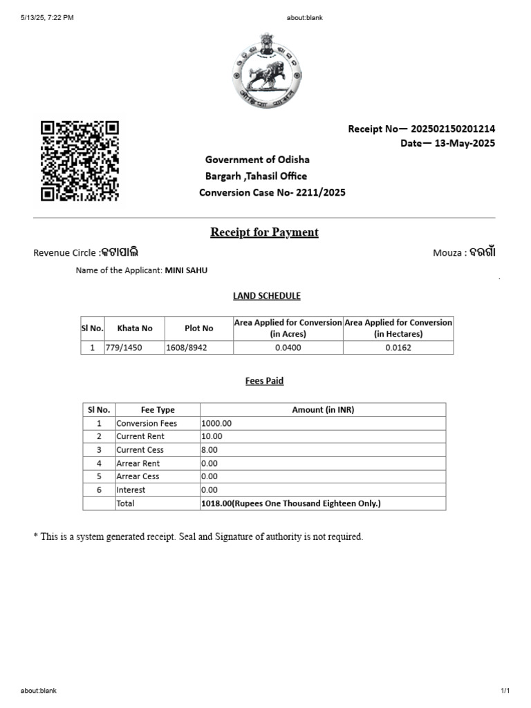 Receipt For Payment | PDF