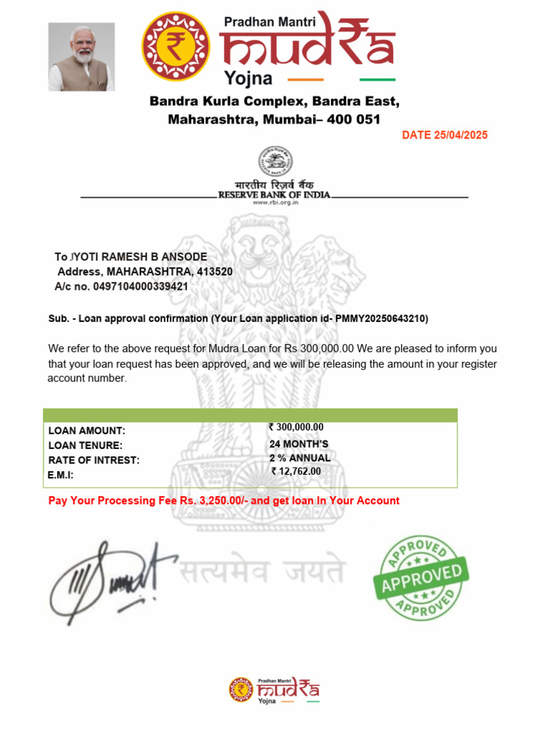 Jyoti Ramesh Bansode Approval Letter. | PDF