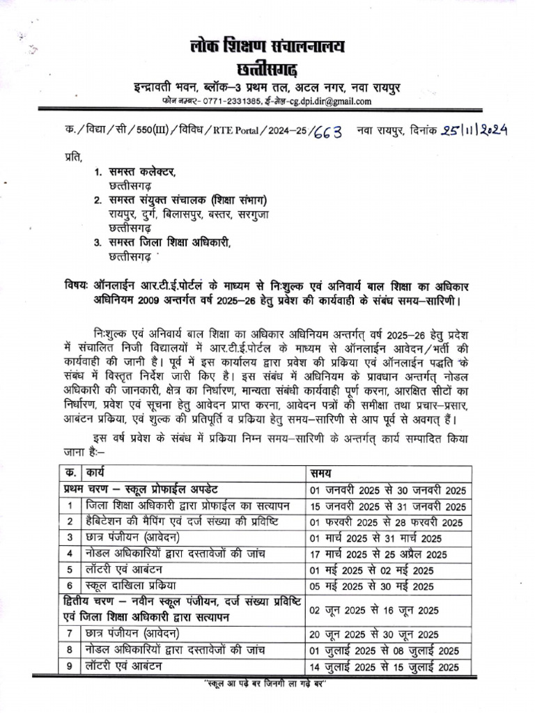 RTE Adm Letter2025 | PDF