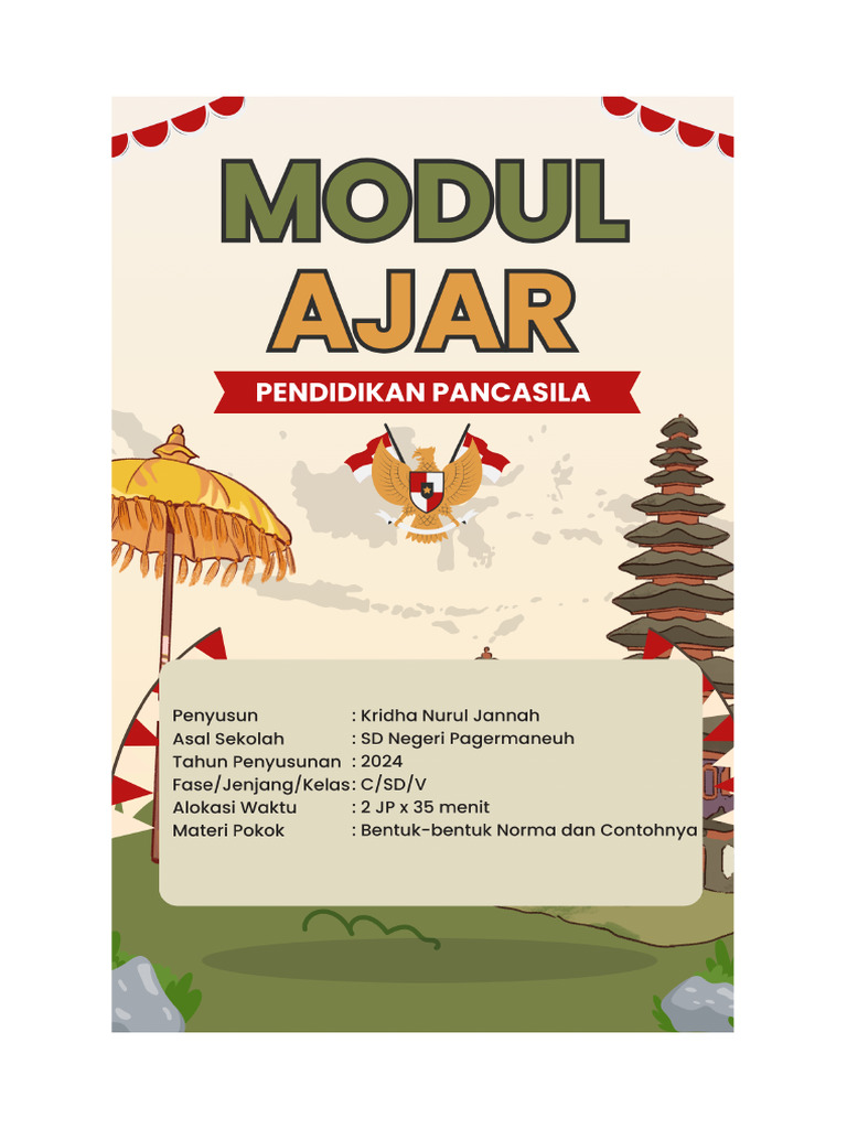 Modul Ajar Pendidikan Pancasila Kelas 5 - Bentuk-Bentuk Norma Dan Contohnya | PDF
