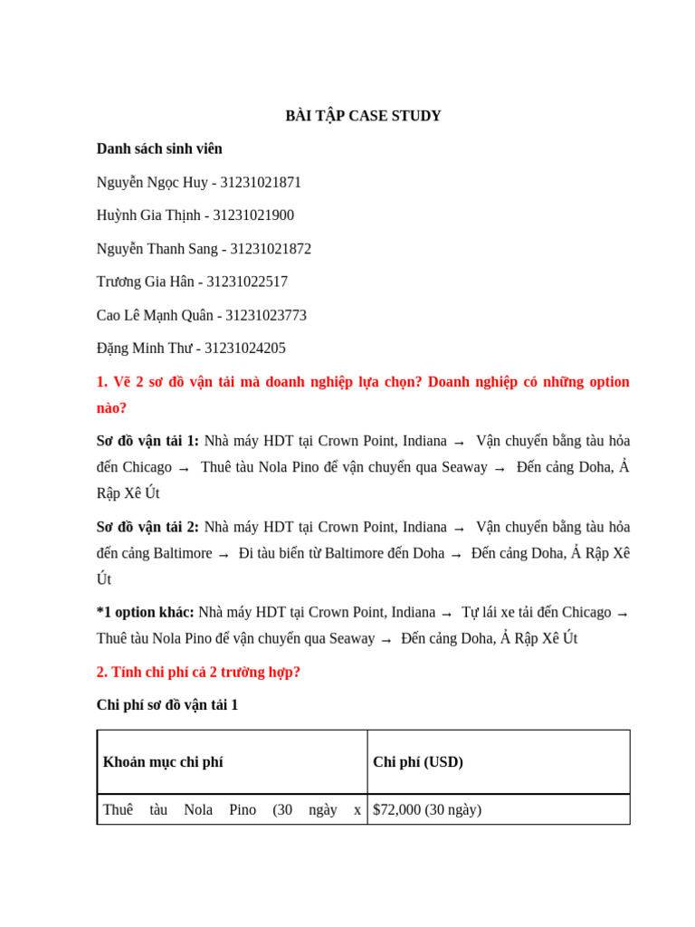 BÀI TẬP CASE STUDY | PDF
