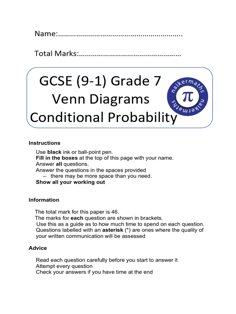 Venn Diagrams Conditional Probability | PDF