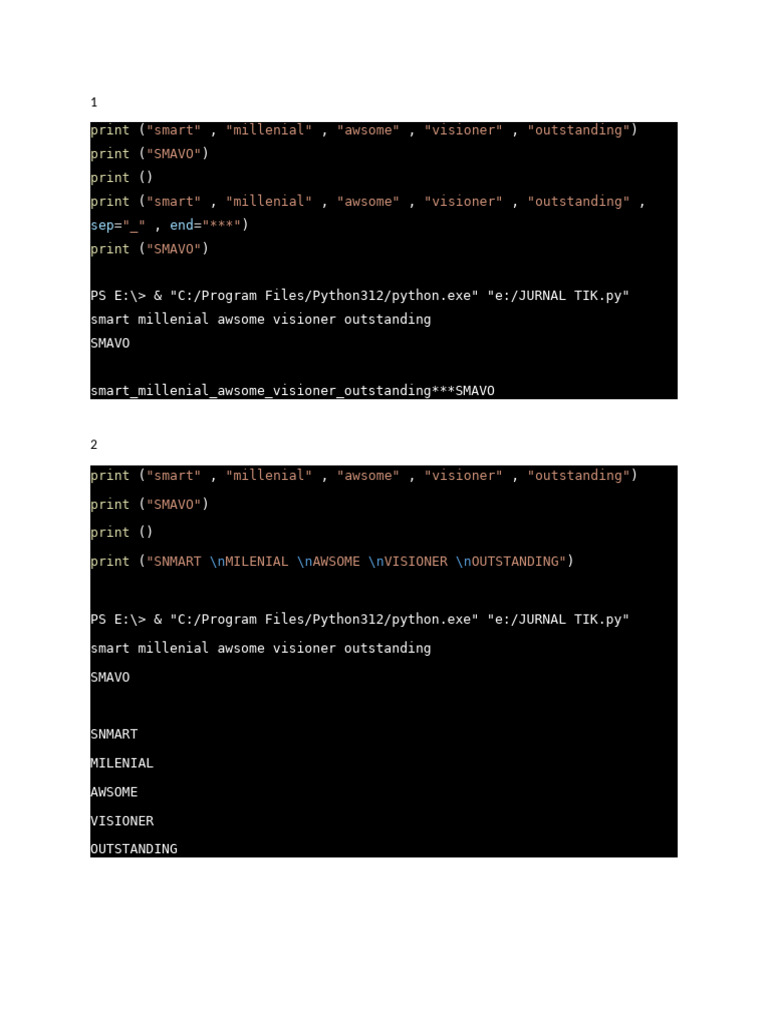 Python Print Statements and Calculations | PDF