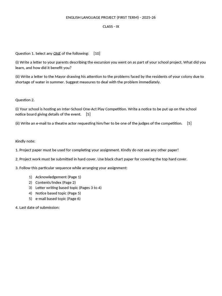 Class 9 ELang Project | PDF