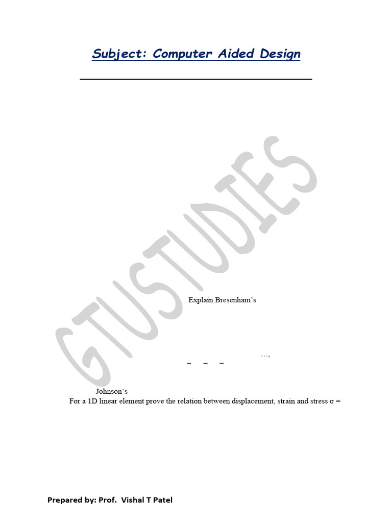 CAD Most IMP 30 Qestions | PDF | Finite Element Method | Computer Aided Design