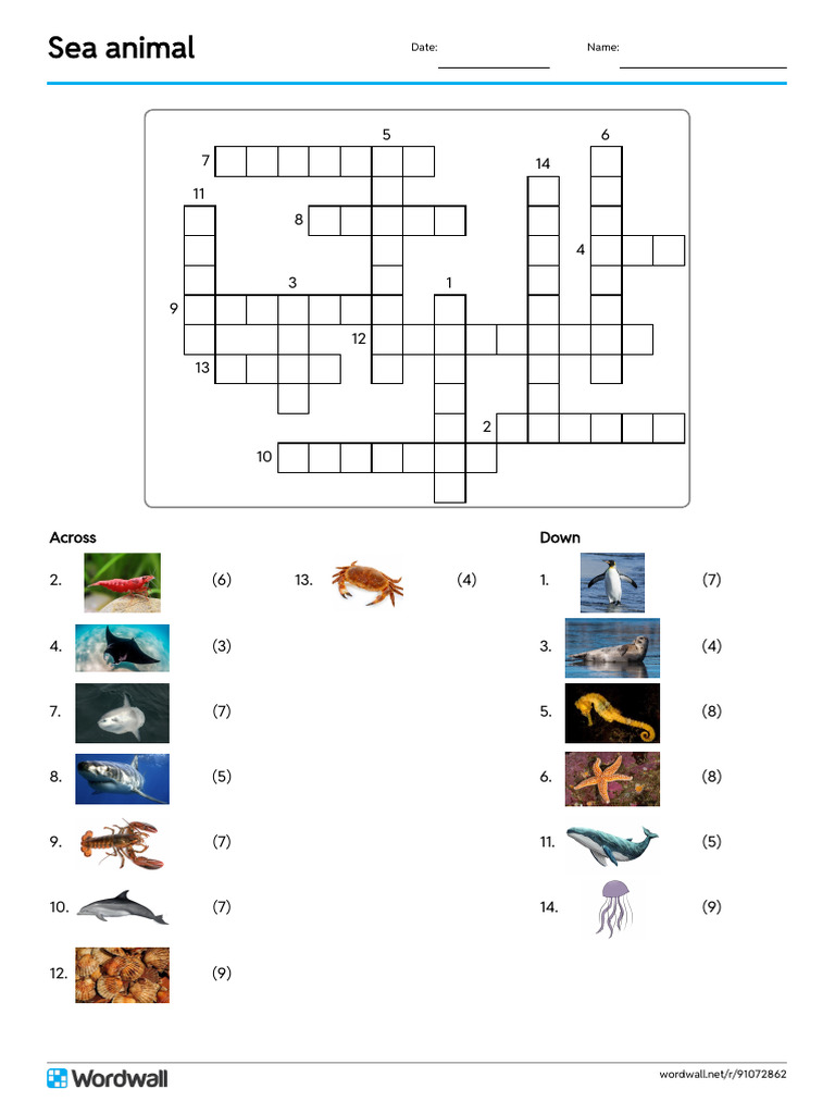 Sea Animal Crossword | PDF