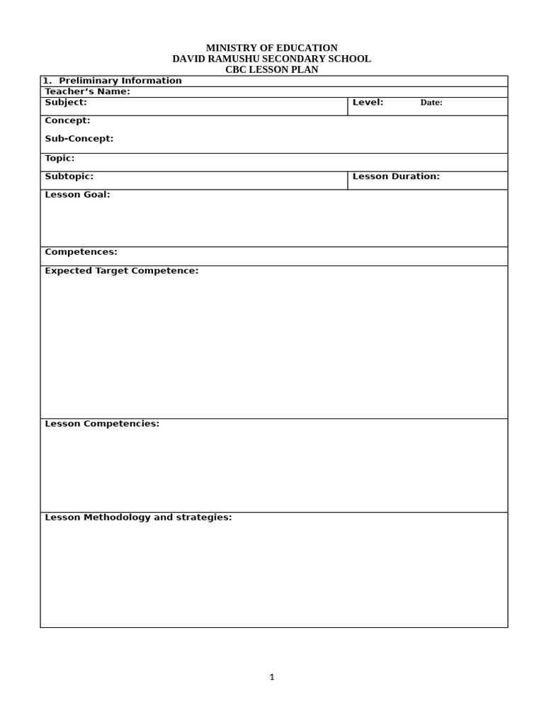 CBC Lesson Plan Template | PDF