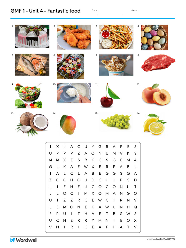 Gmf 1 Unit 4 Fantastic Food Wordsearch | PDF