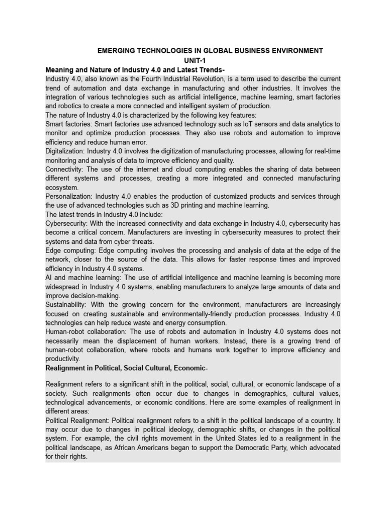 Emerging Technologies in Global Business Environment | PDF | Virtual ...