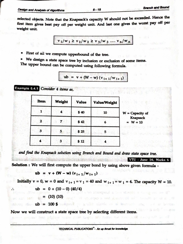 branch and bound knapsack problems | PDF