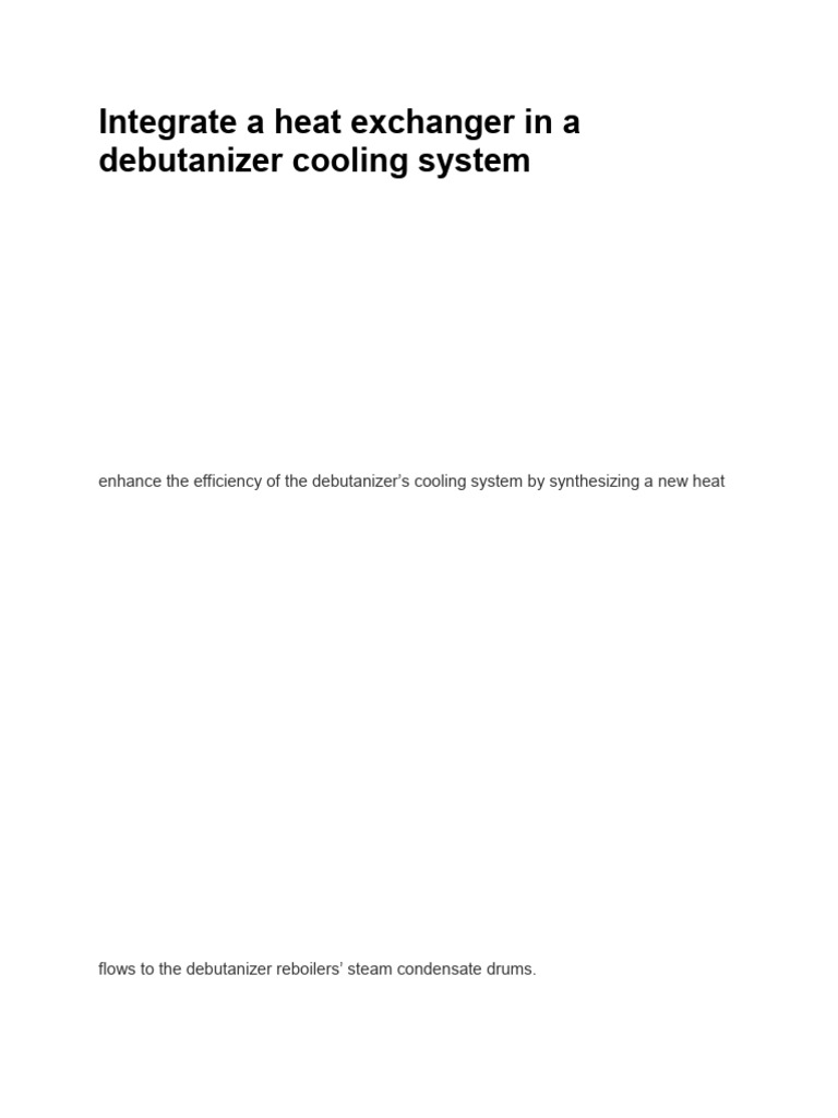 G3. Integrate a heat exchanger in a debutanizer cooling system | PDF ...