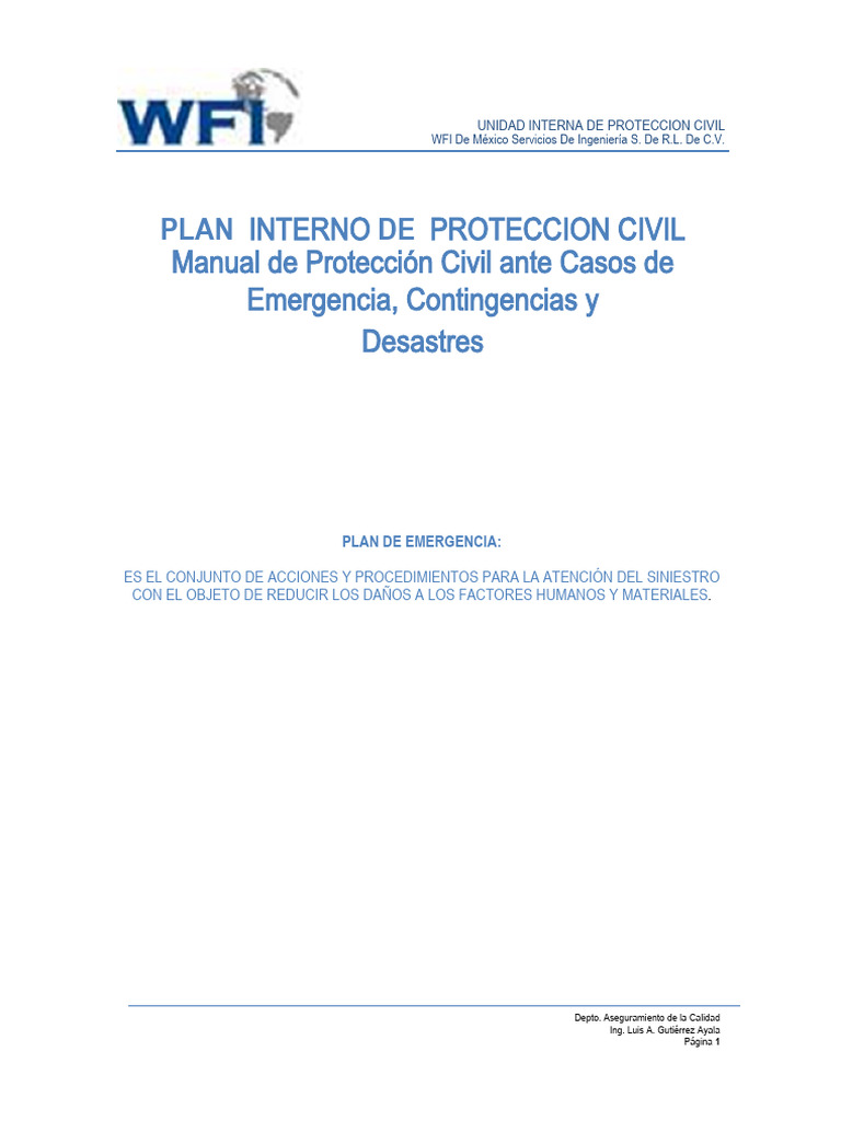 Plan de Proteccion Civil, en Sitios - WFI - ACTUALIZADO | PDF | Defensa Civil | Inundar
