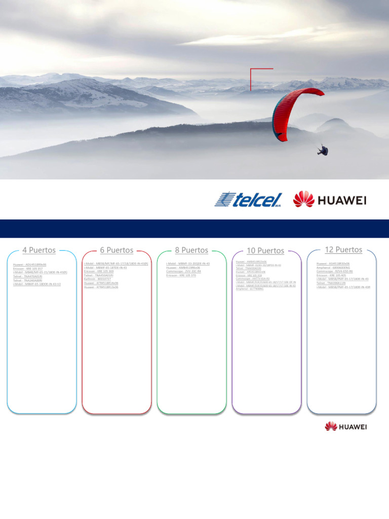 Catalogo Conexion Antenas Huawei Telcel | PDF | Lte (Telecomunicaciones ...
