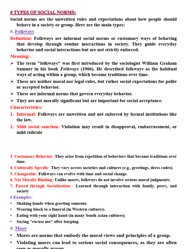 Types of Social Norms Explained | PDF
