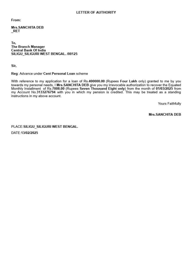 Letter of Authority | PDF