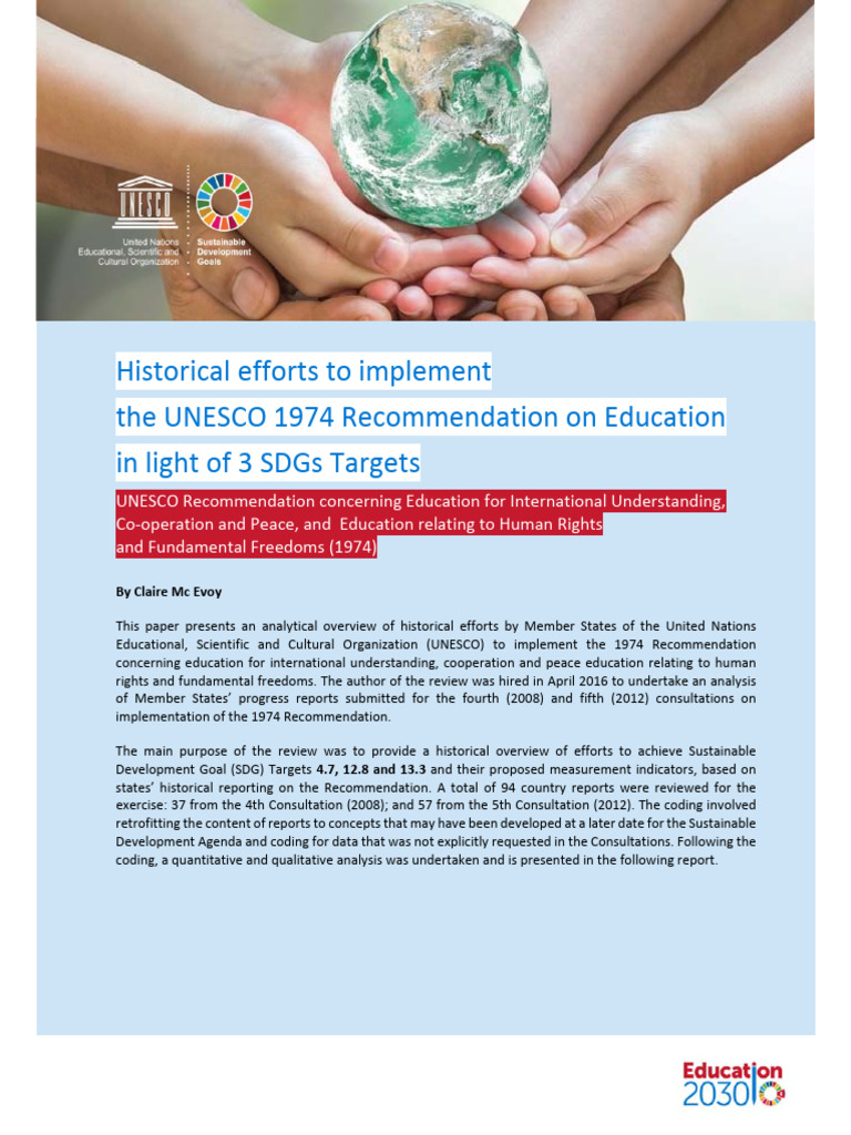 2017 UNESCO Historical Efforts To Implement The UNESCO 1974 ...