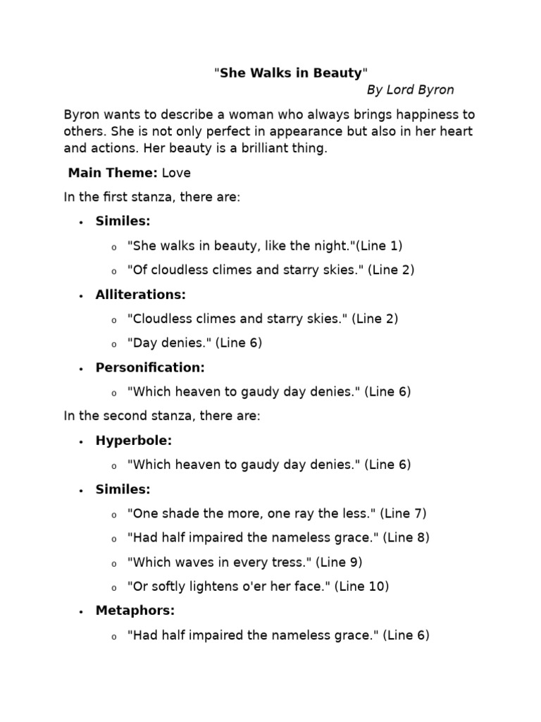 She Walks in Beauty | PDF