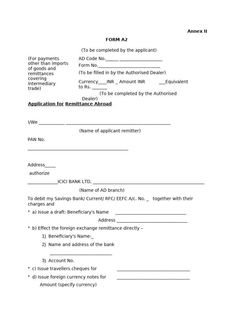 Annex II - Form A2 - Revised | PDF | Financial Services | Banking
