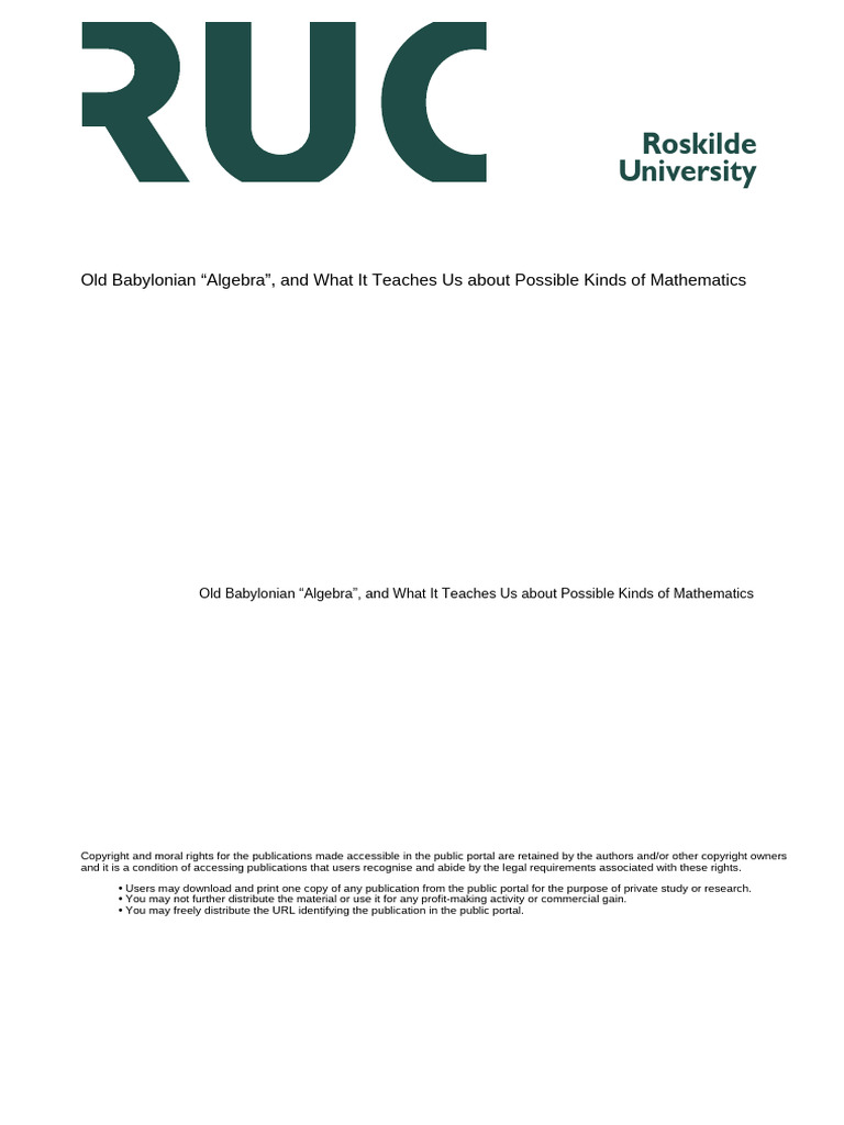 Old Babylonian Algebra and What It Teaches Us | PDF | Multiplication ...