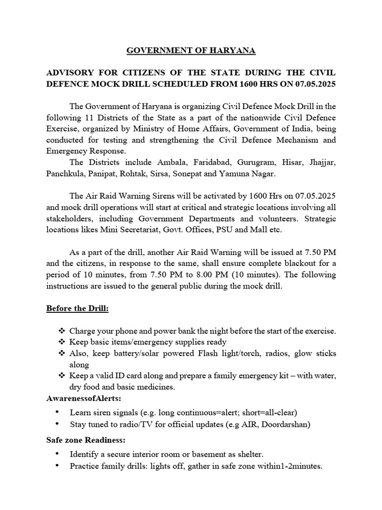 Drill Advisory | PDF | Emergency Management | Public Safety