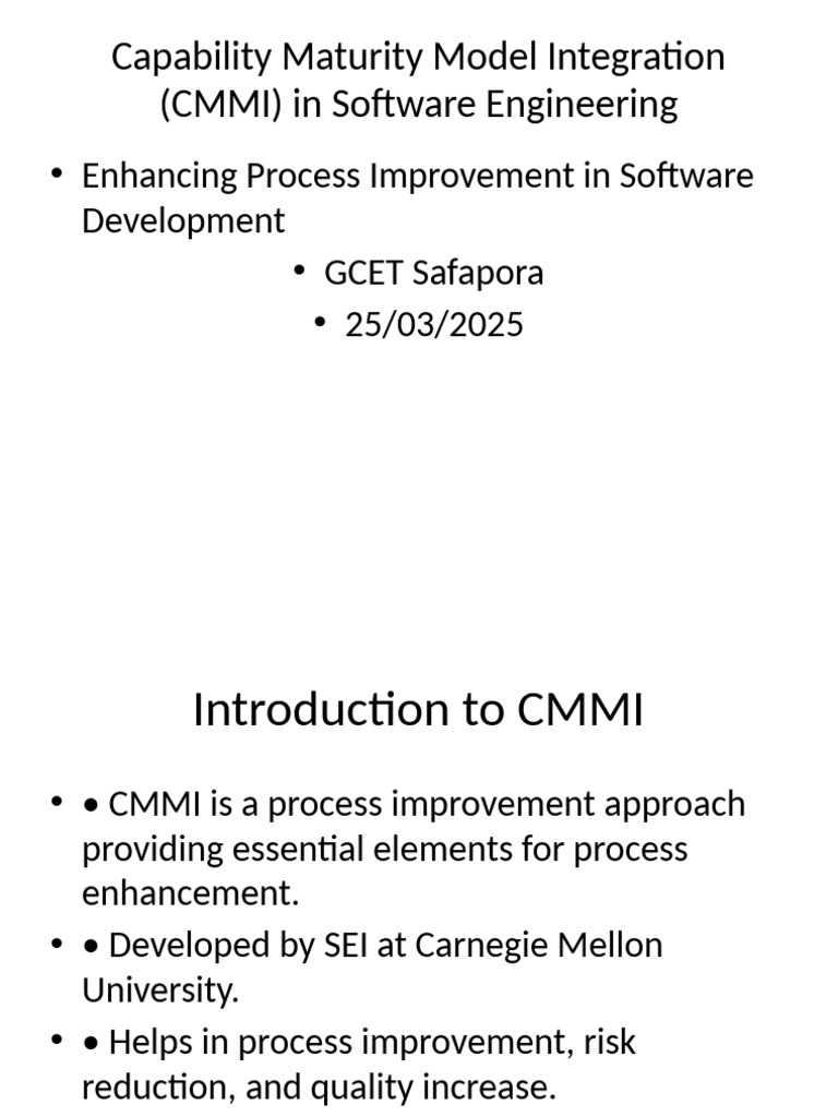 CMMI Software Engineering | PDF