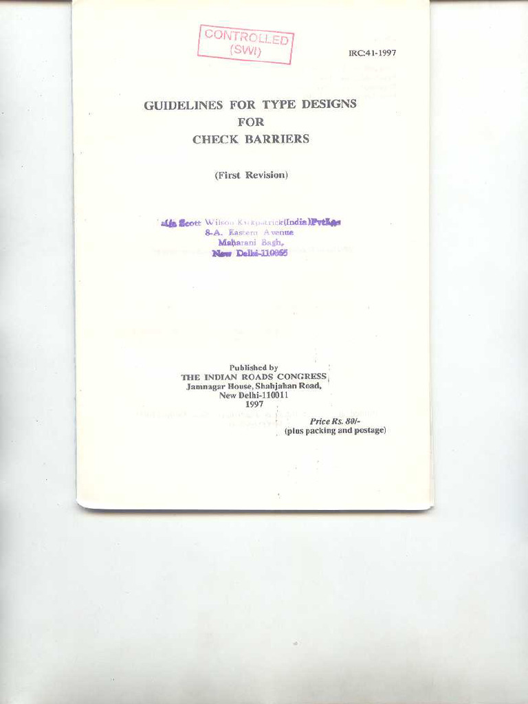 CHECK BARRIERS Irc 41 1997 Guidelines For Type Design For Check ...