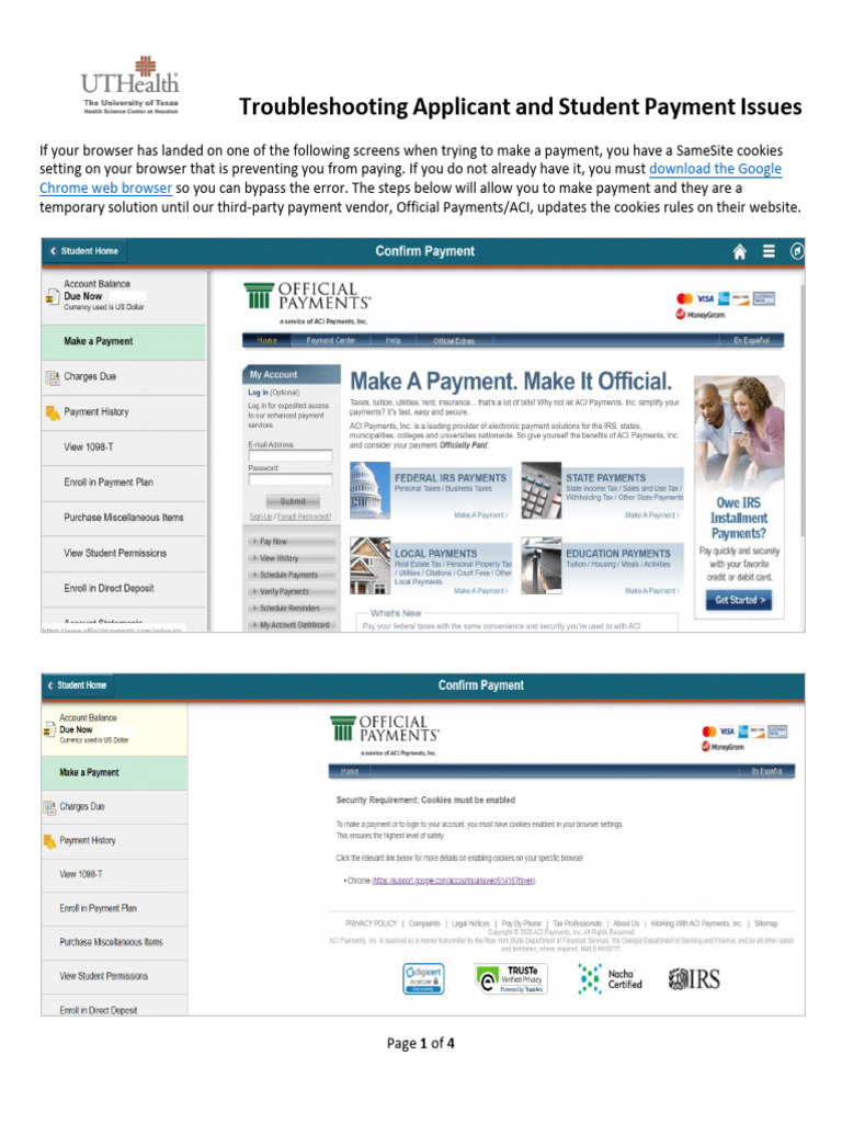 Bypassing Offical Payments Error Page ApplicantsStudents | PDF