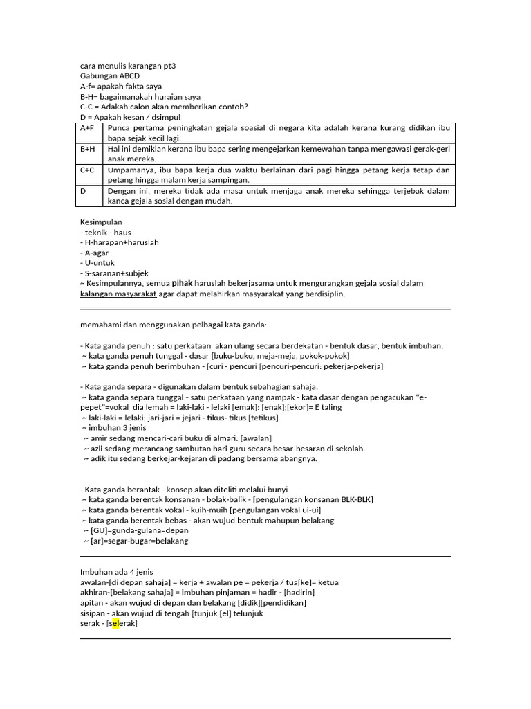 Panduan Menulis Karangan PT3 | PDF