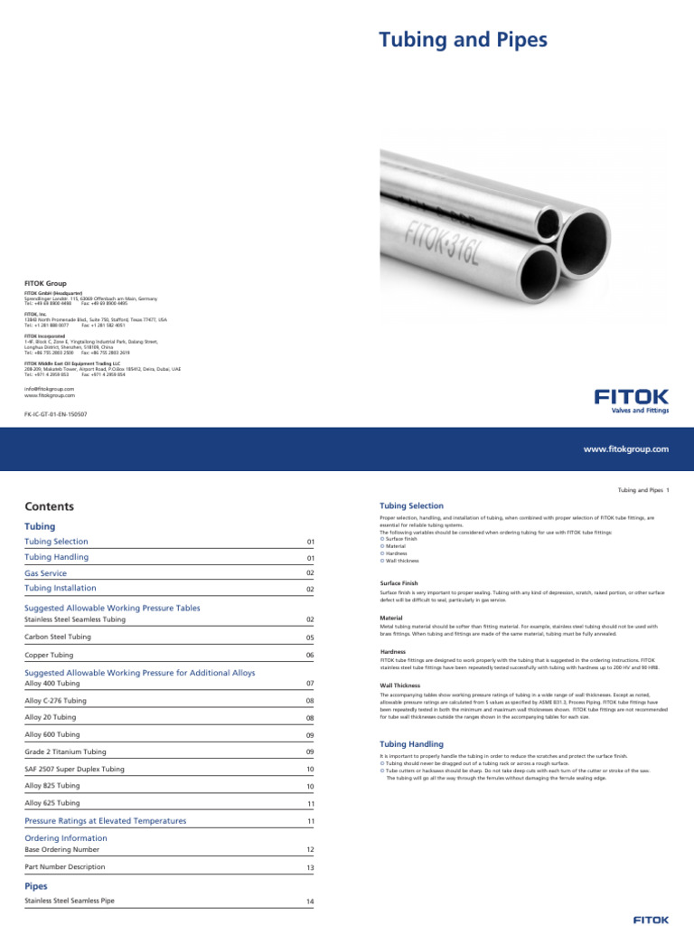 Tubing and Pipe Selection Guide | PDF | Pipe (Fluid Conveyance ...