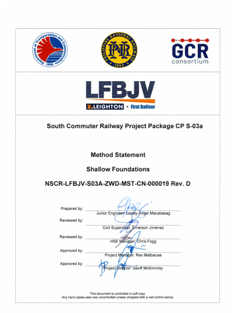 NSCR LFBJV S03A ZWD MST CN 000019 RevD Method Statement For Shallow ...