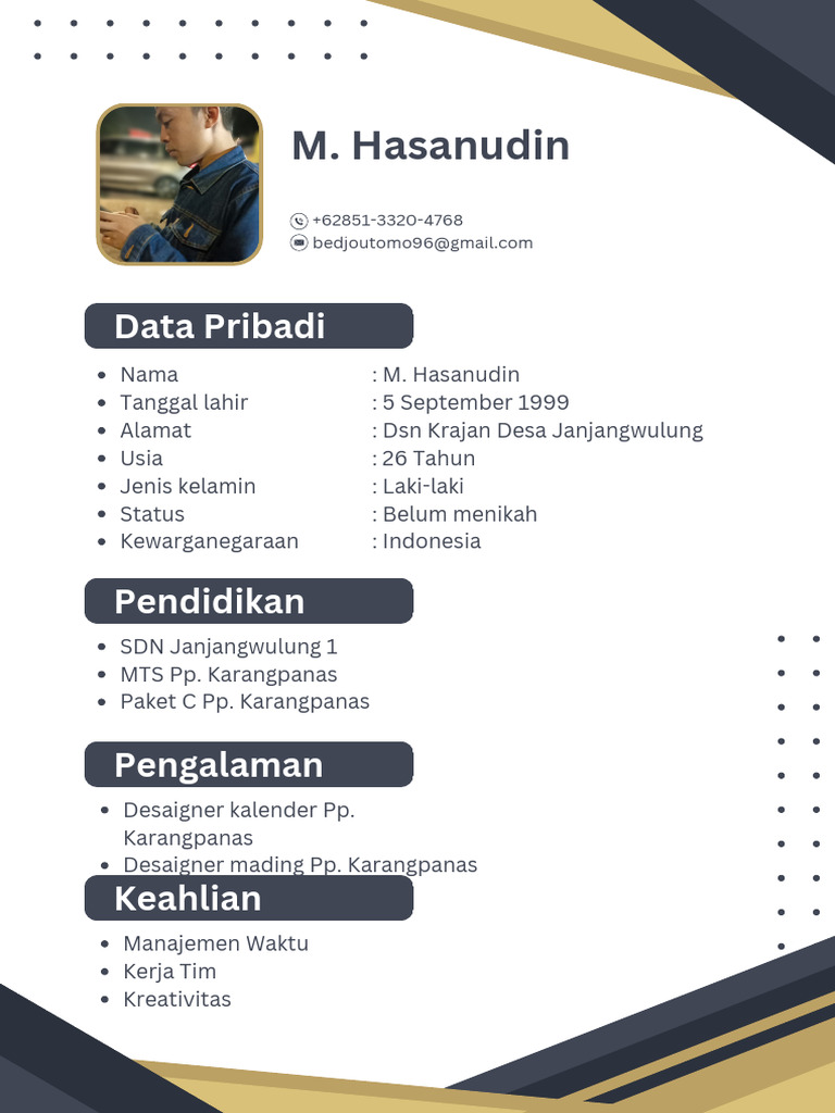 Bagi 'Hitam Dan Emas Modern Profesional Lulusan Baru CV Resume Riwayat Hidup - 20250512 - 061851 ...