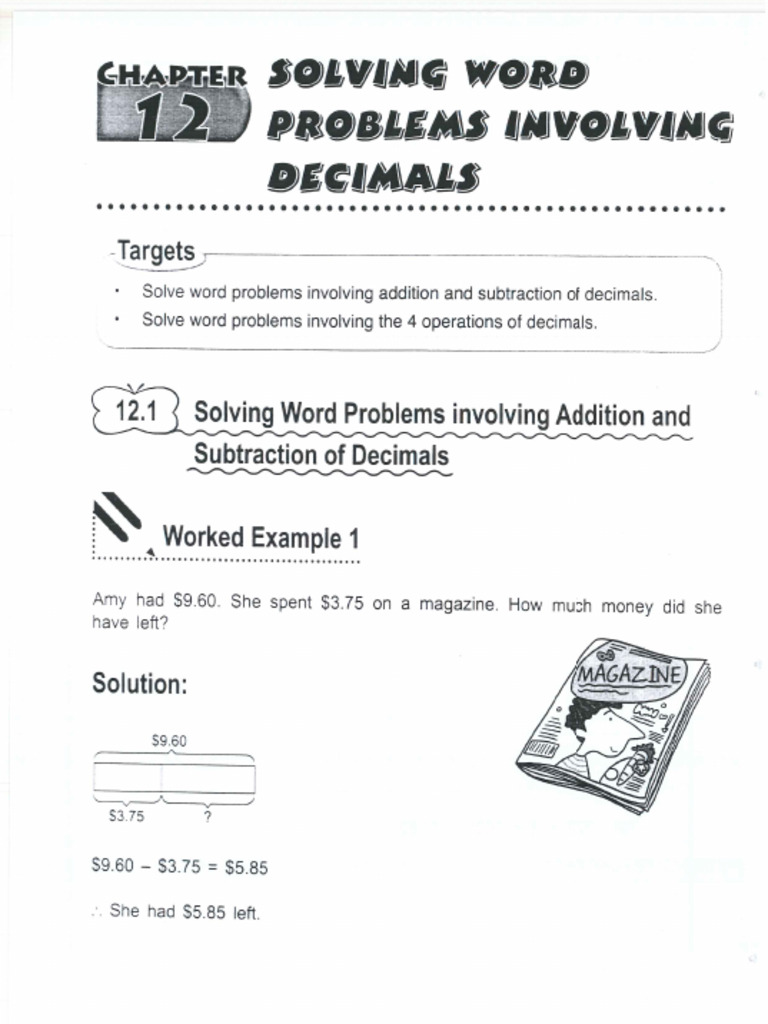 Chapter - 12 (Solving Word Problems Involving Decimals) | PDF