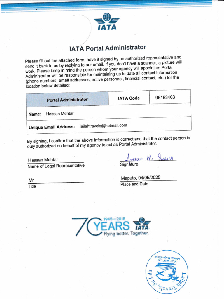 Iata Form Filled and Signed - 20250504 - 0001 | PDF