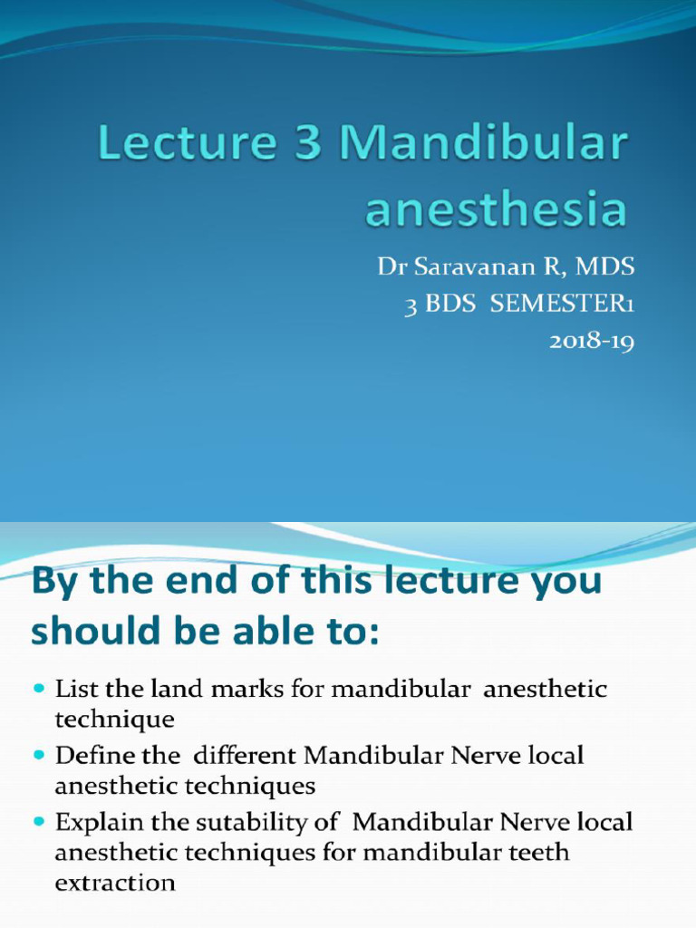 Mandibular Anesthesia | PDF