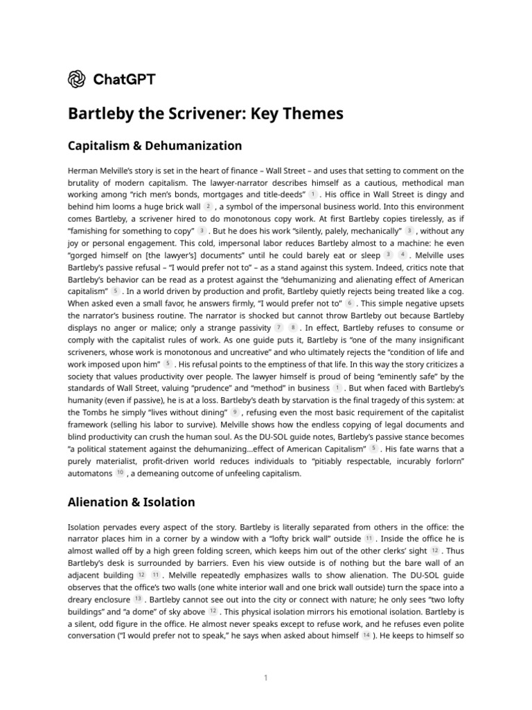 Bartleby The Scrivener - Key Themes | PDF | Bartleby, The Scrivener