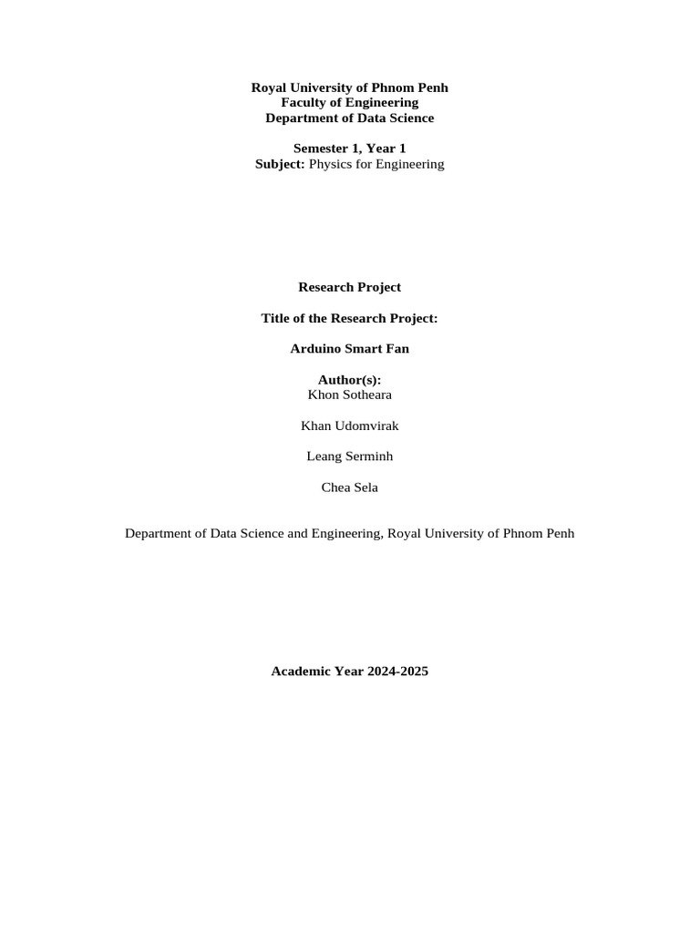 Group 1 About Arduino Smart Fan Research Report | PDF | Internet Of Things | Arduino