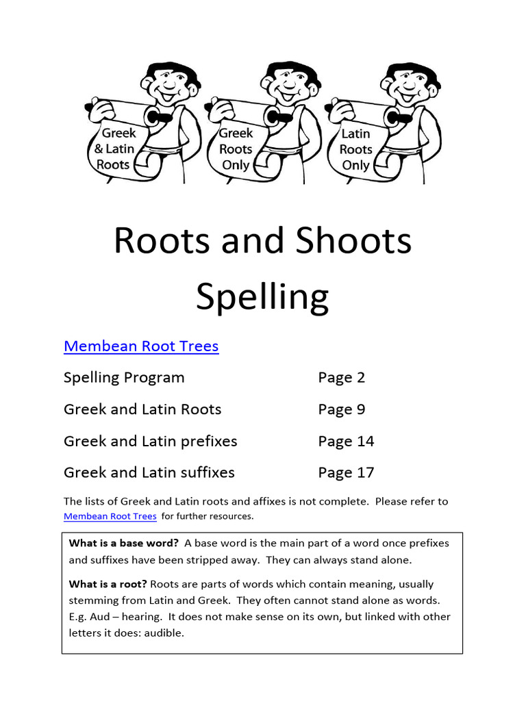 Greek and Latin Roots For Roots and Shoots Spelling | PDF | Word ...