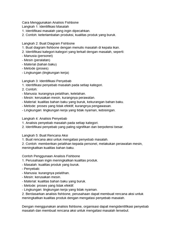 Cara Menggunakan Analisis Fishbone | PDF