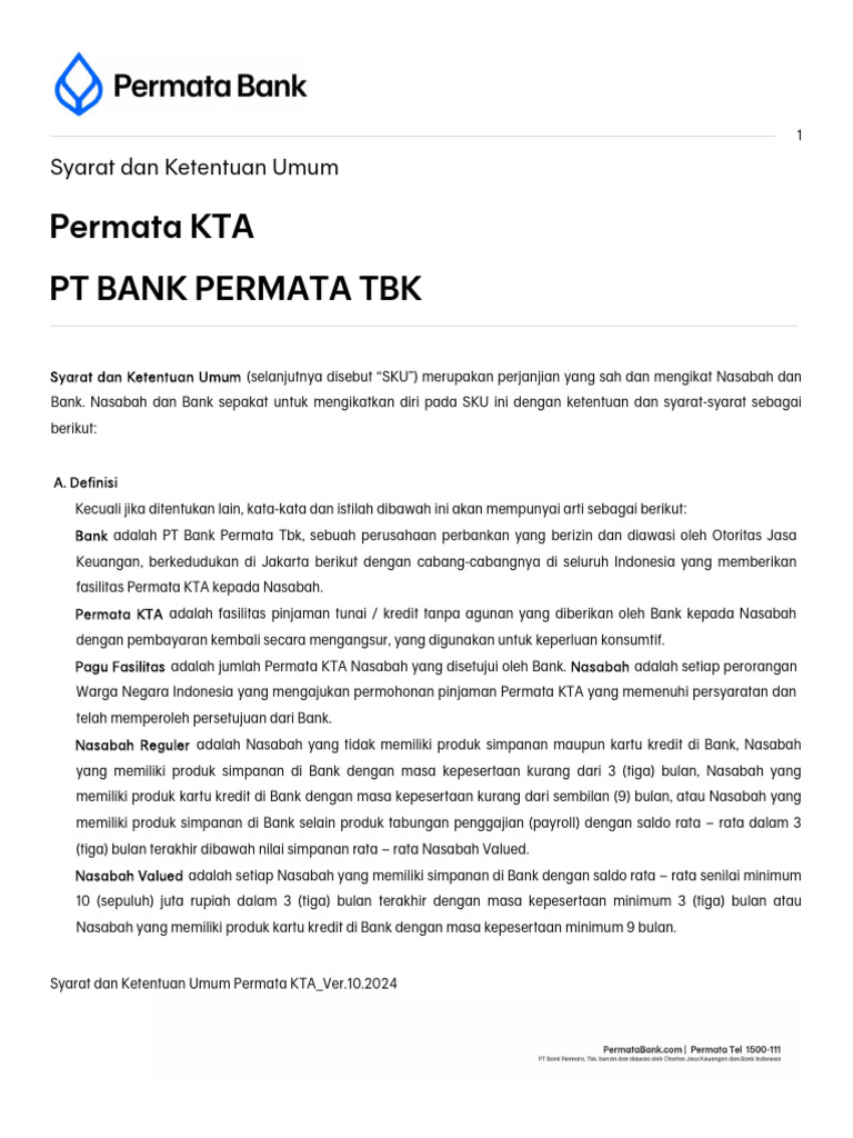 Syarat Umum Permata KTA 2024 | PDF